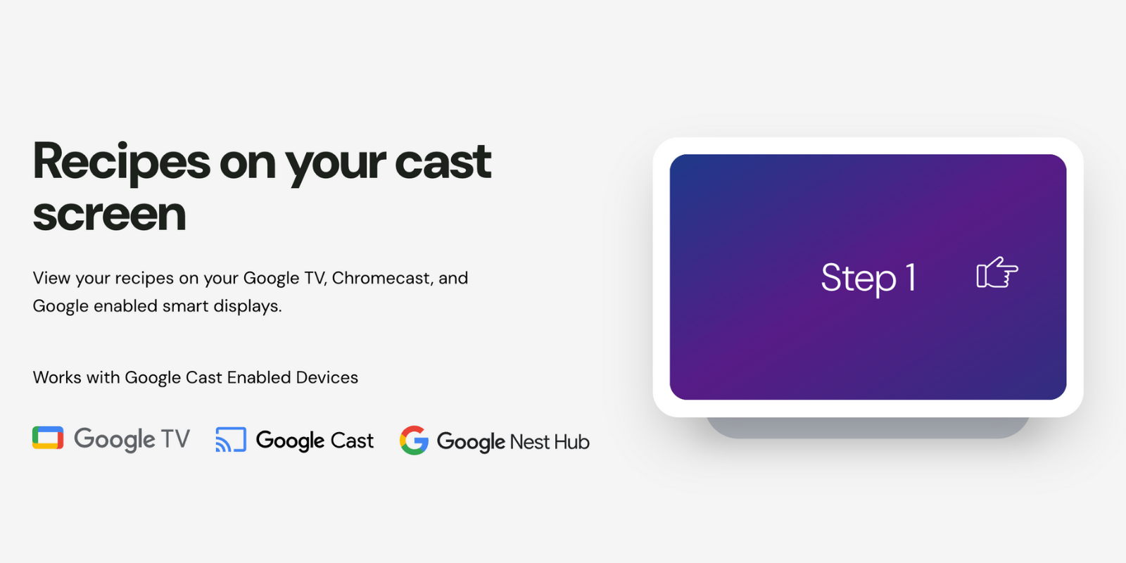 RecipeCast - Cast Recipes to your TV or Smart Display